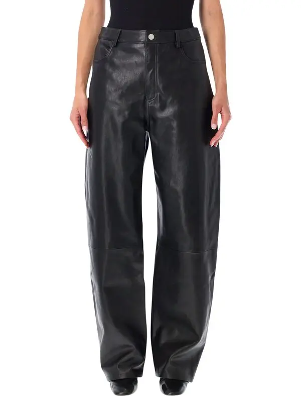 ARMA Leather Barrel-leg Trousers - Nero