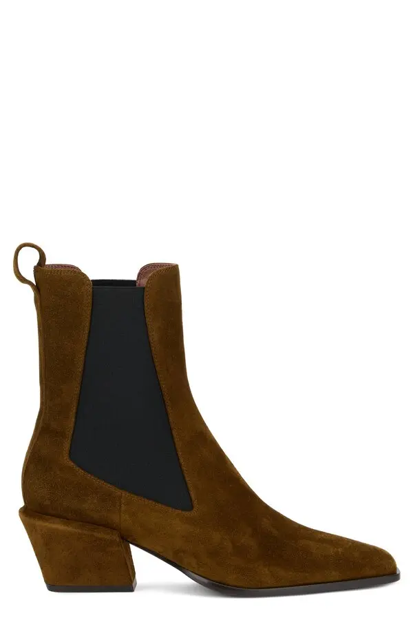 Paris Texas Pointed Suede Ankle Boots With Rubber Side Inserts - Brown