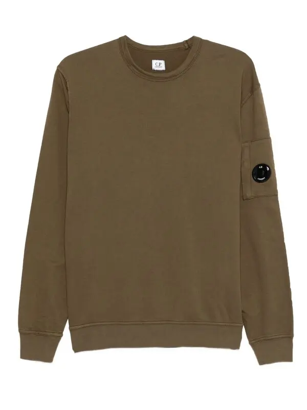 C.P. COMPANY Crewneck Sweatshirt With Lens Detail And Garment-dyed Finish - Verde