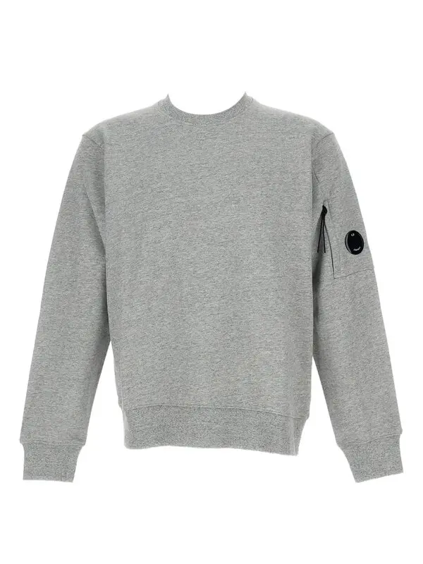C.P. COMPANY Cotton Ribbed Crewneck Sweater With Embroidered Lens Detail - Grigio