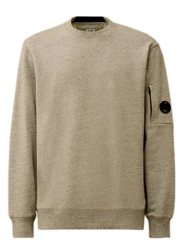 C.P. COMPANY Cotton Ribbed Crewneck Sweater With Embroidered Lens Detail - Grigio