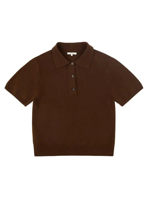 ENTIRE STUDIOS Front Half Button Placket Sweater Polo With Ribbed Cuffs And Hem