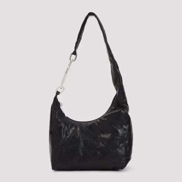Rick Owens Gemini Shoulder Handbag 18cm X 13/18cm X 9cm In 100% Leather - Black