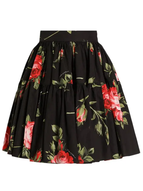 Dolce & Gabbana Rose Bouquet Mini Skirt - Nero