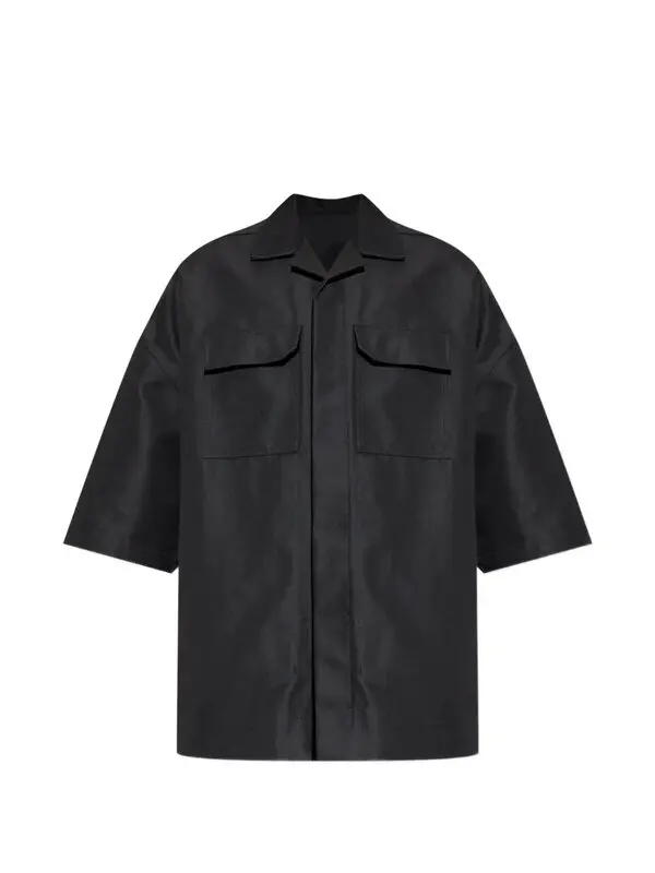 Rick Owens Classic Collar Short-sleeved Shirt With Chest Pockets - Nero