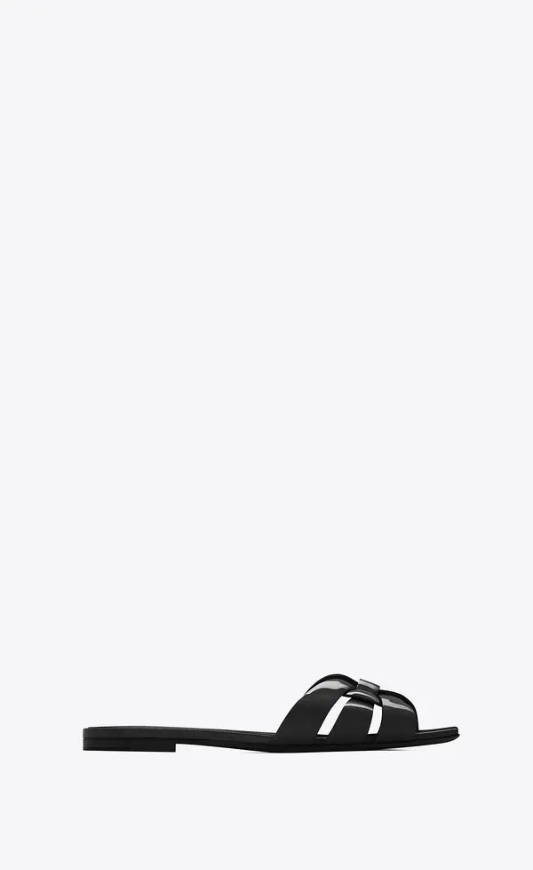 Saint Laurent Intertwining Straps Leather Flat Sandals - Nero