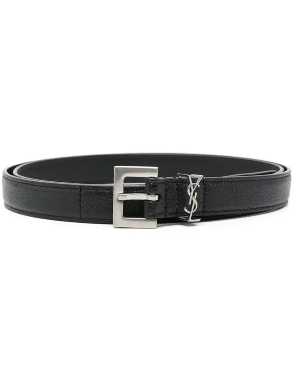 Saint Laurent Skinny Leather Belt - Nero