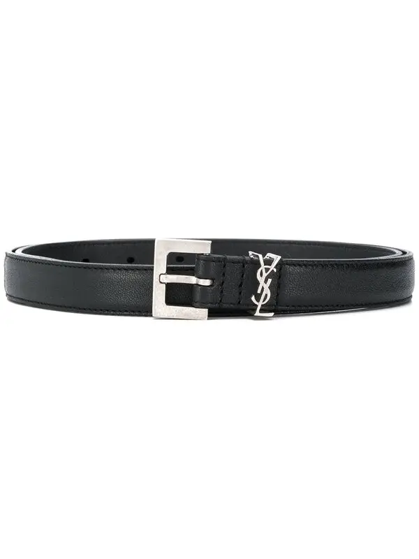 Saint Laurent Skinny Leather Belt - Nero