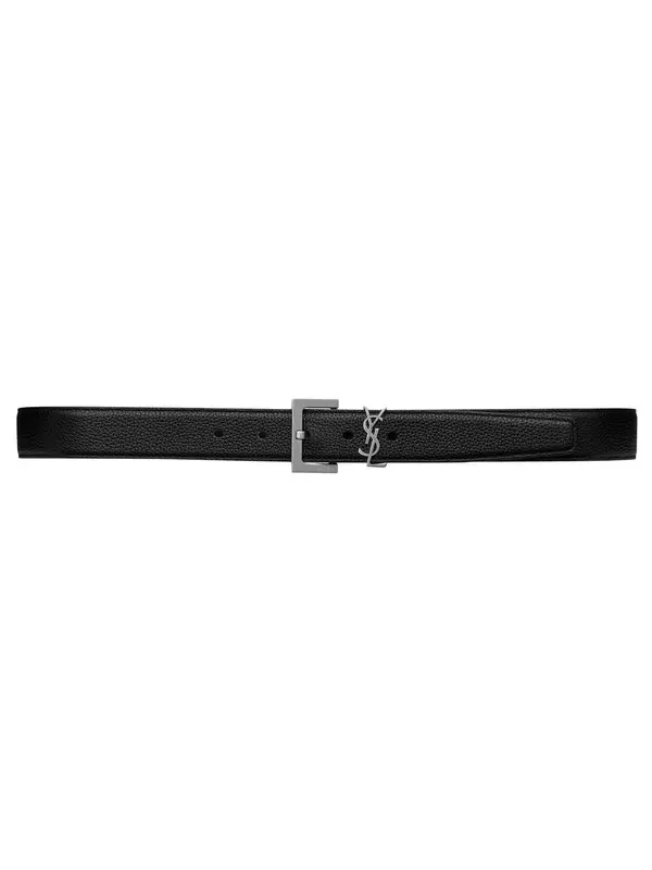 Saint Laurent Leather Belt With Square Buckle - Nero