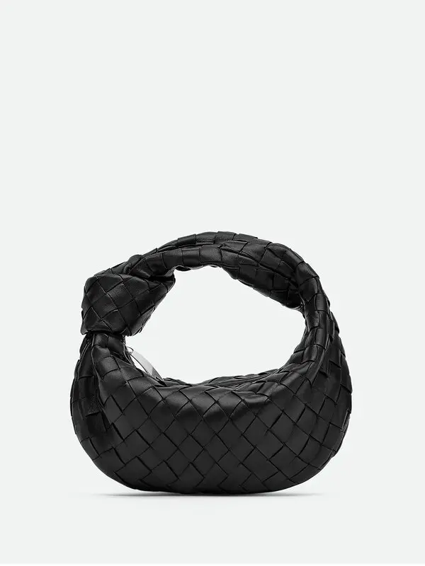 Bottega Veneta Mini Intrecciato Leather Handbag - Nero