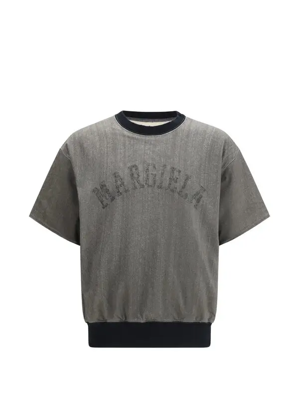 MAISON MARGIELA Flocked Logo Short-sleeve T-shirt With Round Neck - Grigio