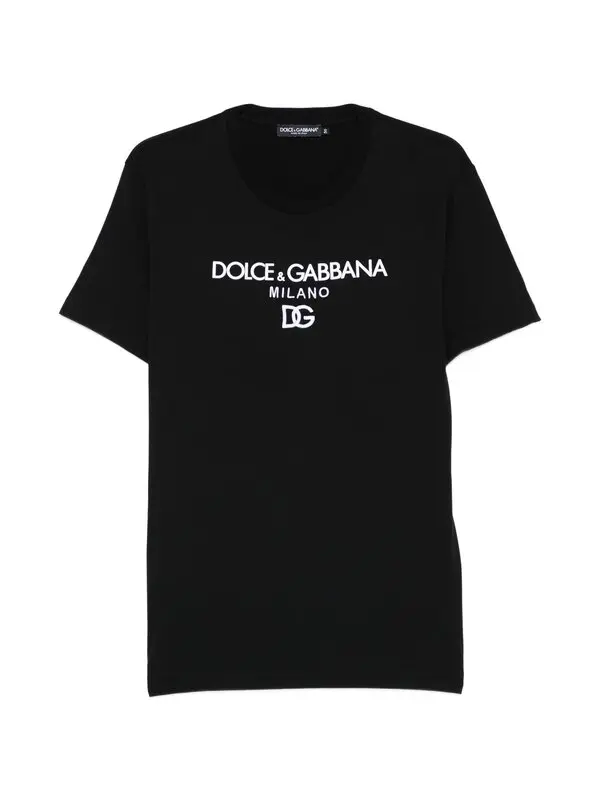 Dolce & Gabbana Dg Embroidered And Print T-shirt, Regular Fit, Round Neck, Short Sleeve - Nero