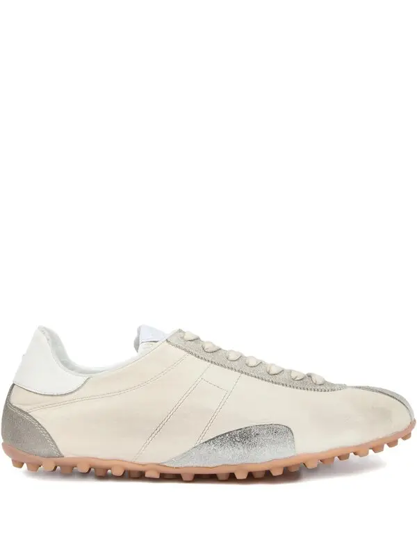 MAISON MARGIELA Lace-up Sneaker In Hairy Suede With Vintage Finish And Rubber Sole - Bianco