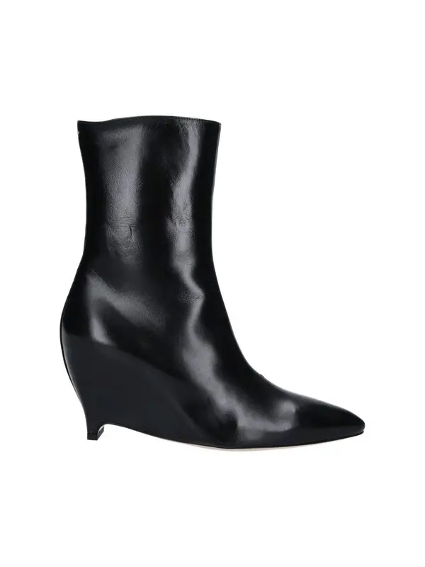 MAISON MARGIELA Leather Boots With Contrast Paneling - Black