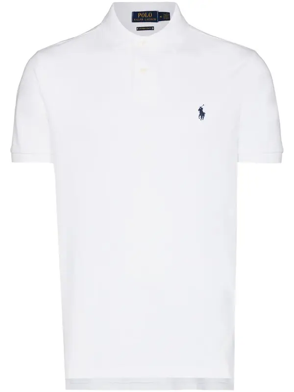 Polo Ralph Lauren Ribbed Polo Collar Two-button Placket Short-sleeve Polo Shirt With Embroidered Pony - Bianco