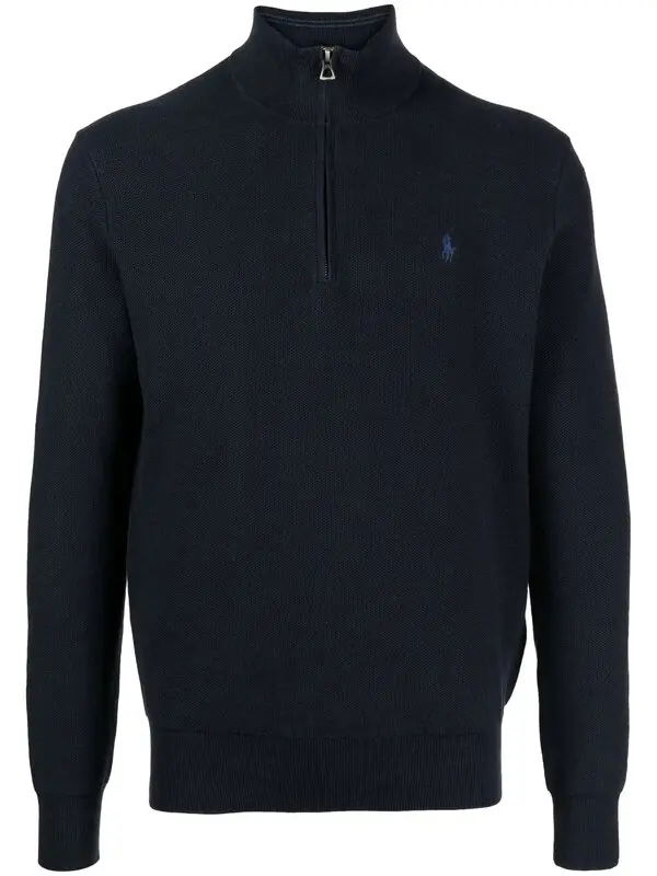 Polo Ralph Lauren Cotton Mock Neck Quarter-zip Sweater - Blu