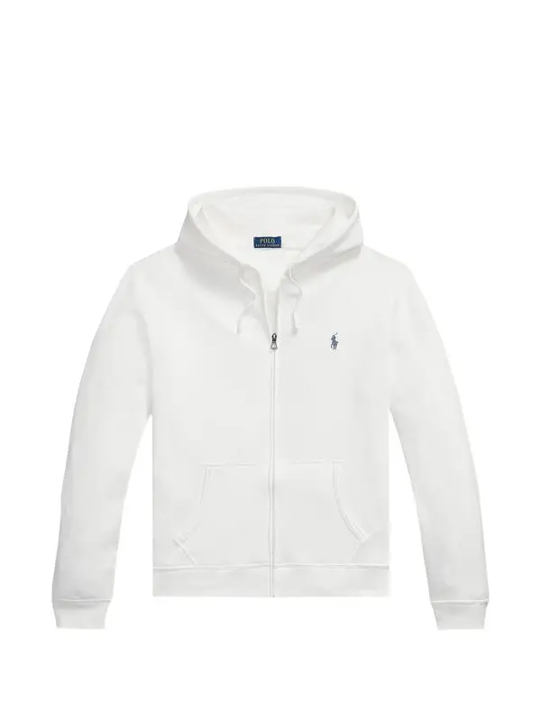 Polo Ralph Lauren Full Zip Hoodie With Embroidered Pony - Bianco