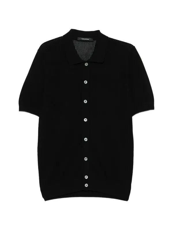 Tagliatore Knit Shirt With Short Sleeves And Button Front, 100% Cotton