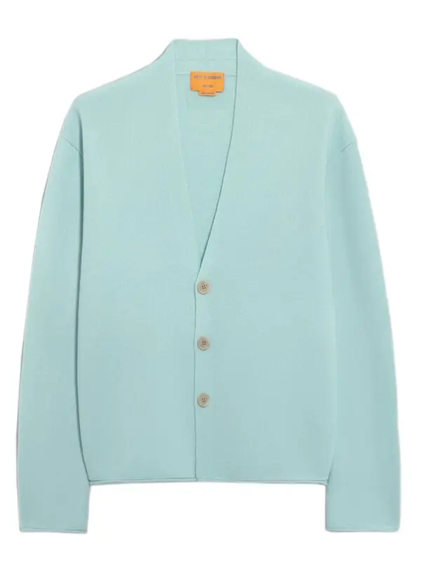 Guest In Residence Cashmere V-neck Sweater With Button Front - Azzurro
