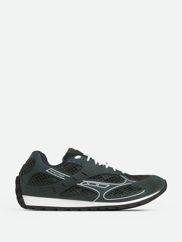 Bottega Veneta Lace-up Technical Fabric, Suede, And Mesh Sneakers With Rubber Sole