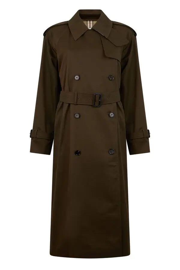 Burberry Long Trench Coat With Belt - Brown