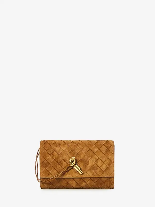 Bottega Veneta Suede Clutch With Knot Detail - Marrone