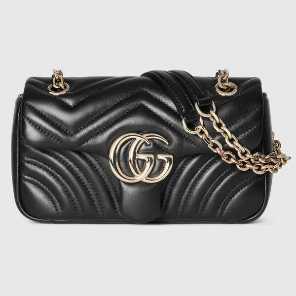 Gucci Quilted Chevron Lambskin Leather Shoulder Bag