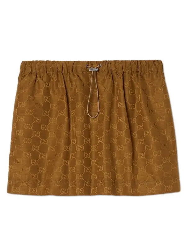 Gucci Gg Nylon Lined Skirt With Elastic Waist And Drawstring