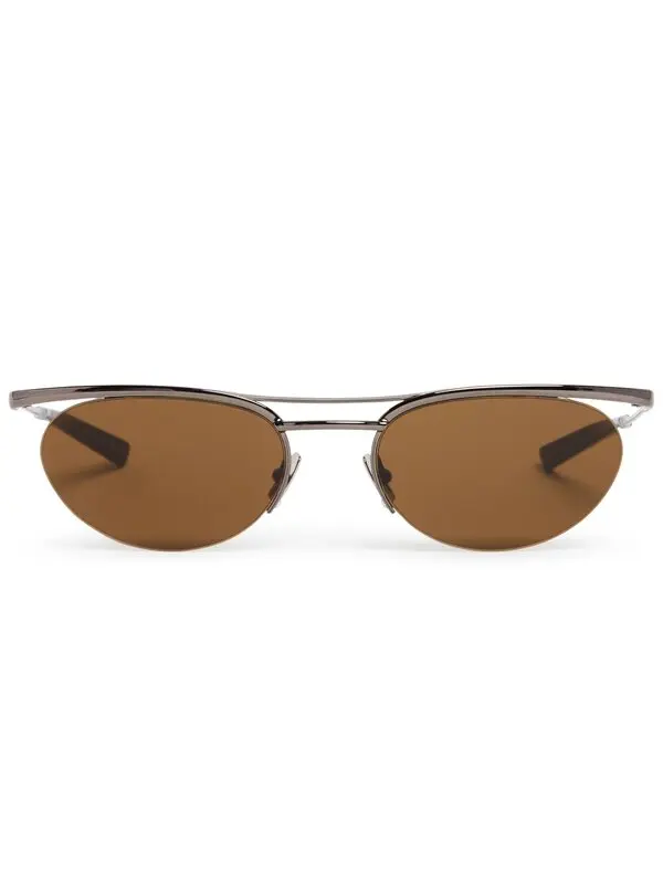 Saint Laurent Oval Sunglasses With Metal Temples