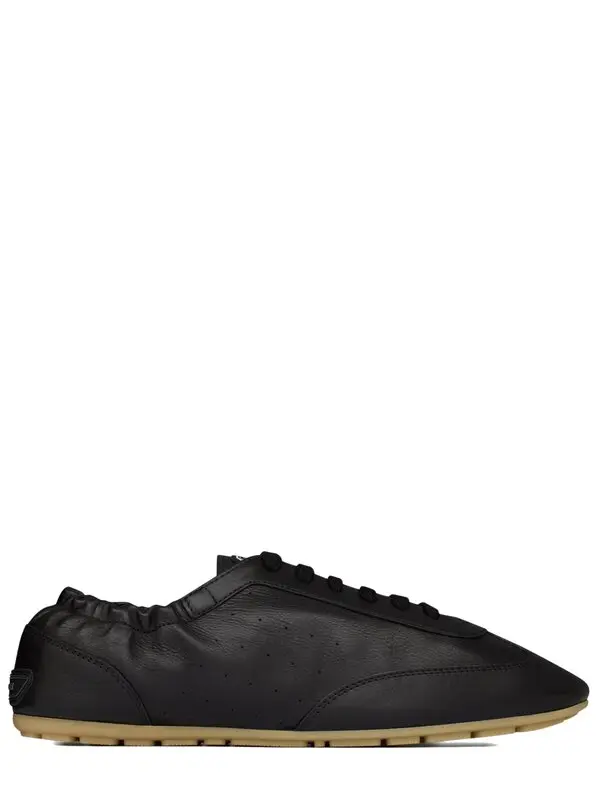 Saint Laurent Leather Sneakers With Elasticized Heel - Nero