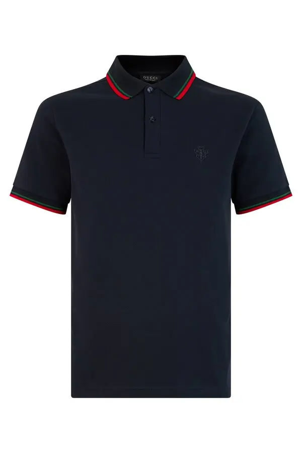 Gucci Web Band Polo Shirt In Cotton