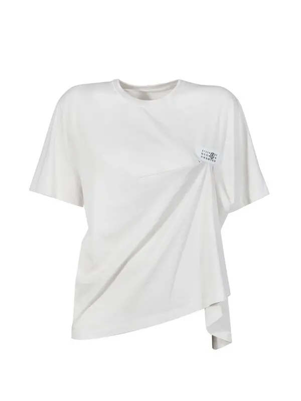 MAISON MARGIELA Asymmetric Draped Cotton T-shirt With Logo Patch
