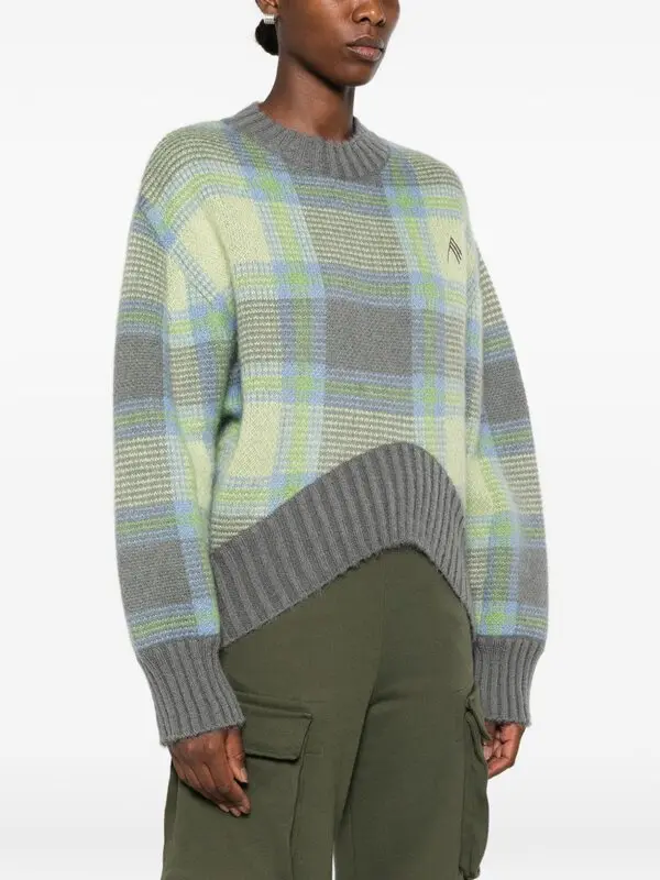 Attico Checked Wool Crewneck Sweater