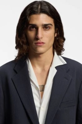 Hugo Slim-fit Seersucker Performance-stretch Suit Jacket