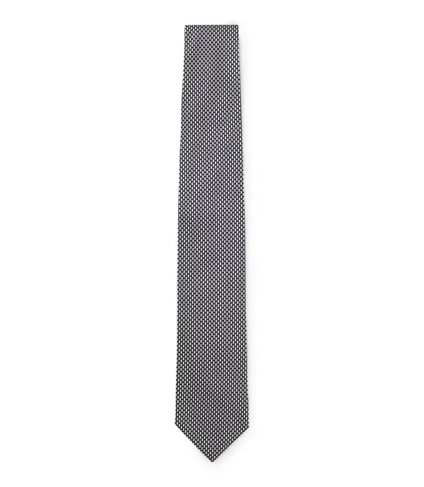 BOSS Patterned Silk Neck Tie - Dark Blue