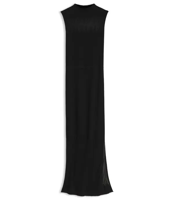 Hugo Sleeveless High Neck Knitted Dress With Sheer Detailing