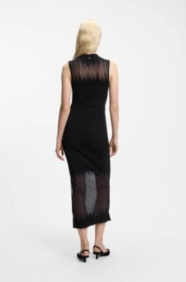 Hugo Sleeveless High Neck Knitted Dress With Sheer Detailing