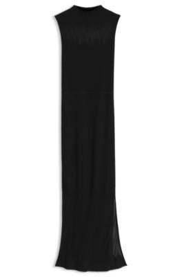 Hugo Sleeveless High Neck Knitted Dress With Sheer Detailing
