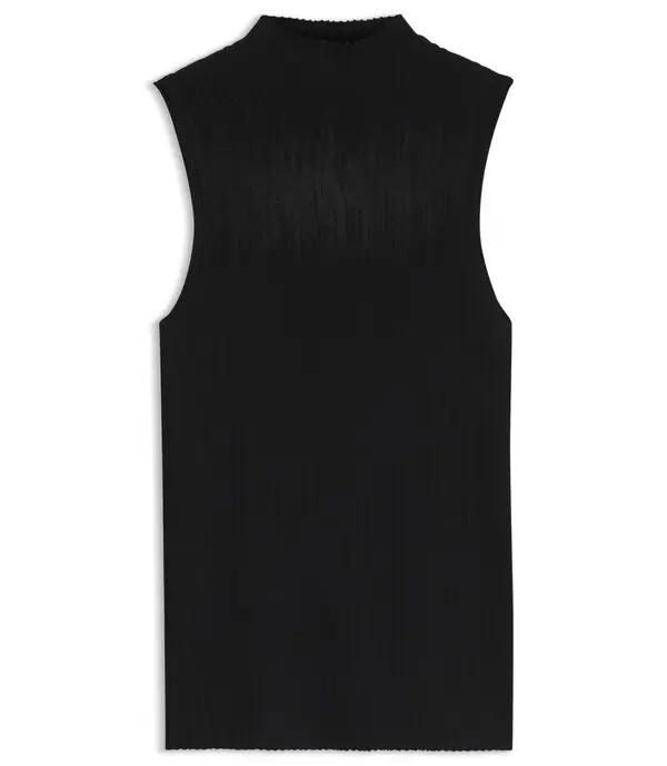Hugo Ribbed Knit Top With Sheer Detailing
