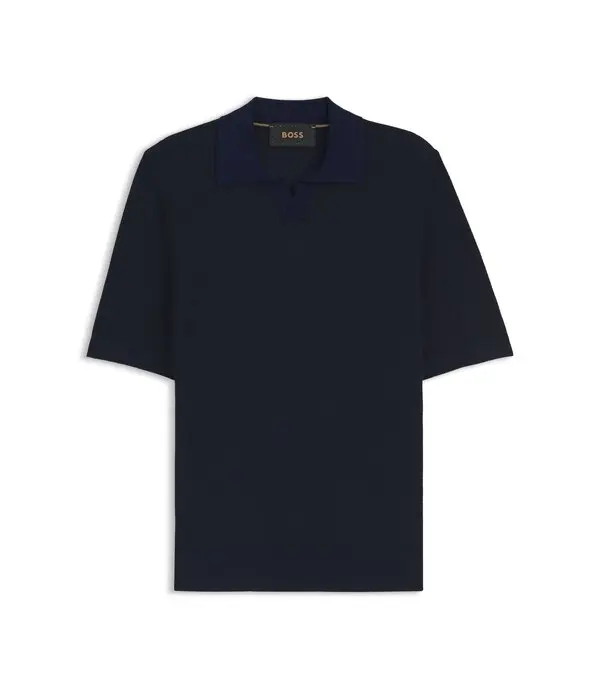 BOSS Johnny-collar Knit Polo In Cotton And Silk