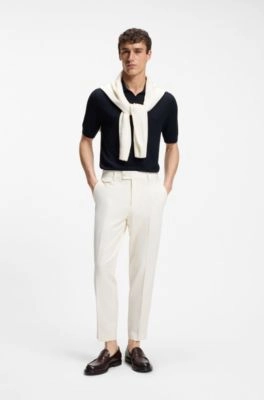 BOSS Johnny-collar Knit Polo In Cotton And Silk