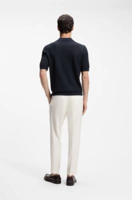 BOSS Johnny-collar Knit Polo In Cotton And Silk