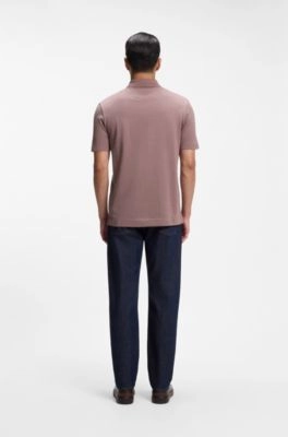 BOSS Zipper-neck Polo Shirt In A Cotton-silk Blend