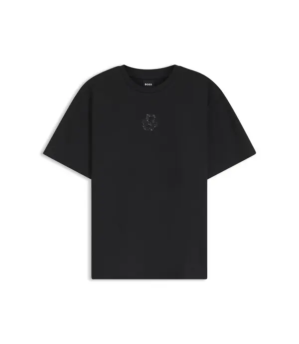 BOSS Mercerized Cotton T-shirt With Sequin-embroidered Monogram