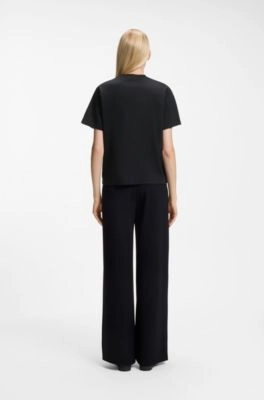 BOSS Mercerized Cotton T-shirt With Sequin-embroidered Monogram
