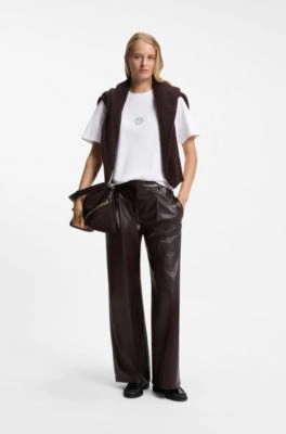 BOSS Mercerized Cotton T-shirt With Sequin-embroidered Monogram - White