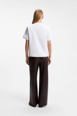 BOSS Mercerized Cotton T-shirt With Sequin-embroidered Monogram - White