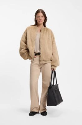BOSS Relaxed-fit Reversible Bomber Jacket In Satin And Faux Fur