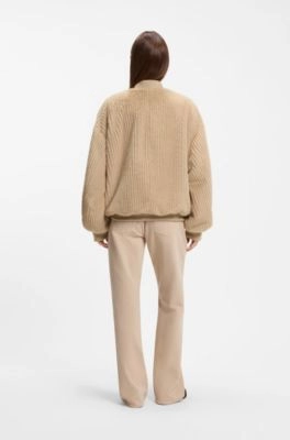 BOSS Relaxed-fit Reversible Bomber Jacket In Satin And Faux Fur