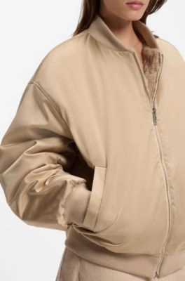 BOSS Relaxed-fit Reversible Bomber Jacket In Satin And Faux Fur
